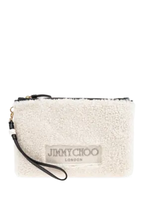 JIMMY CHOO Shearling And Leather Clutch - Cream