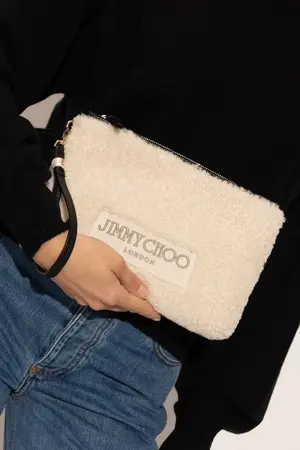 JIMMY CHOO Shearling And Leather Clutch - Cream