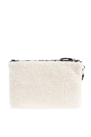 JIMMY CHOO Shearling And Leather Clutch - Cream