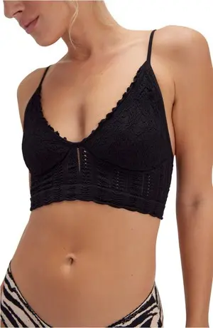 Free People Heirloom Seamless Bralette - Black