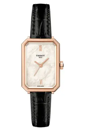 TISSOT Srv Leather Strap Watch - White Mother Of Pearl