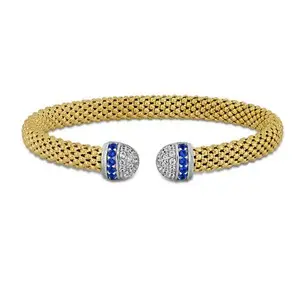 JULIANNA B. Cubic Zirconia Two-tone Open Bangle Bracelet - Blue Cz