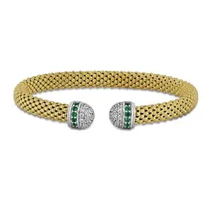 JULIANNA B. Cubic Zirconia Two-tone Open Bangle Bracelet - Green Cz
