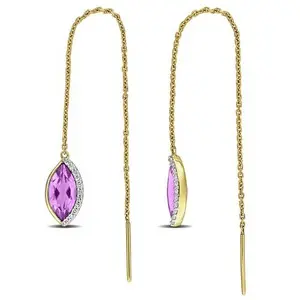 JULIANNA B. 14k Yellow Gold Gemstone And Diamond Threader Earrings Amethyst