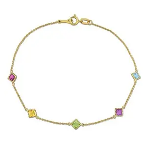 JULIANNA B. 10k Yellow Gold Multi-gemstone Station Bracelet - Square