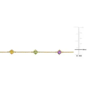 JULIANNA B. 10k Yellow Gold Multi-gemstone Station Bracelet - Square