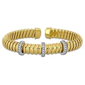 JULIANNA B. Cubic Zirconia Open Bangle Bracelet - Yellow-plated