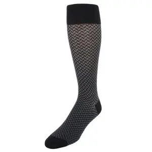 Trafalgar Benoit Herringbone Patterned Merino Wool Socks - Black And Charcoal