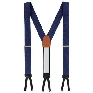 Trafalgar Banbury Paisley Silk Suspenders - Navy Blue