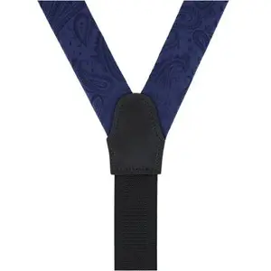 Trafalgar Banbury Paisley Silk Suspenders - Navy Blue