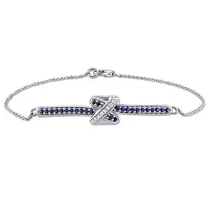 JULIANNA B. Gemstone & Diamond Crossover Bracelet - Sapphire/white Gold