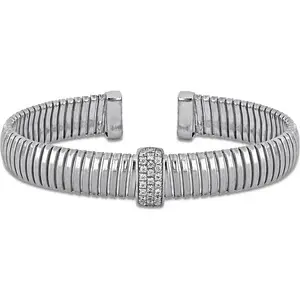 JULIANNA B. Cubic Zirconia Omega Bangle Bracelet - Sterling Silver