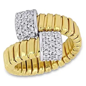 JULIANNA B. Cubic Zirconia Two-tone Omega Ring - Yellow-plated