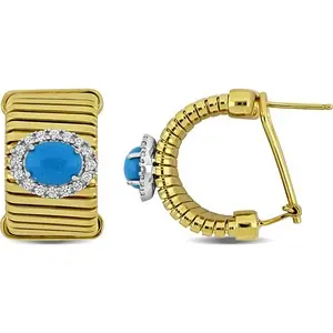 JULIANNA B. Cubic Zirconia And Hoop Earrings - Turquoise