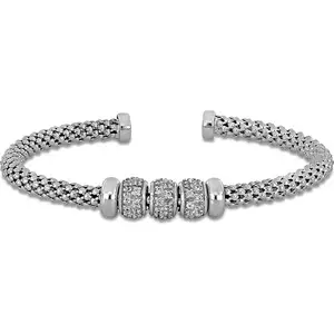 JULIANNA B. Cubic Zirconia Popcorn Bangle Bracelet - Sterling Silver
