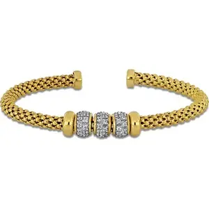 JULIANNA B. Cubic Zirconia Popcorn Bangle Bracelet - Yellow-plated