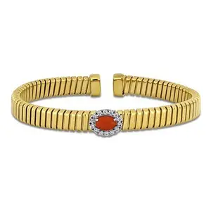JULIANNA B. Stone & Cubic Zirconia Bangle Bracelet - Created Red Coral