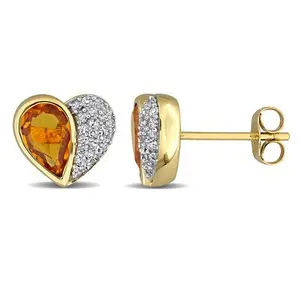JULIANNA B. 10k Gemstone & Diamond Heart Earrings - Citrine