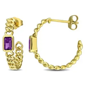 JULIANNA B. Gemstone Link Hoop Earrings - Amethyst