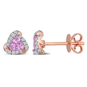 JULIANNA B. 14k Rose Gold & Diamond Stud Earrings - Sapphire
