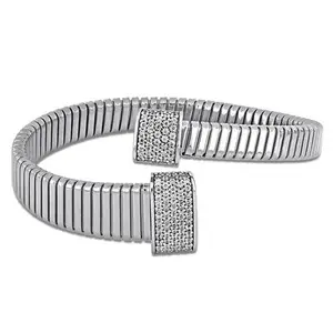 JULIANNA B. Cubic Zirconia Bypass Bangle Bracelet - Sterling Silver