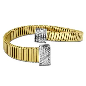 JULIANNA B. Cubic Zirconia Bypass Bangle Bracelet - Yellow-plated