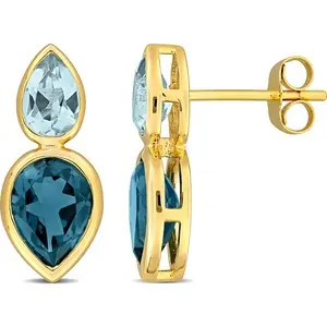 JULIANNA B. 14k Yellow Gold Two-stone Drop Earrings - Topaz