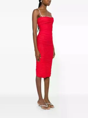 NISSA Crystal-embellished Ruched Dress