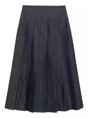 ALFIE Plissé-effect Denim Midi Skirt