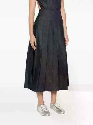 ALFIE Plissé-effect Denim Midi Skirt