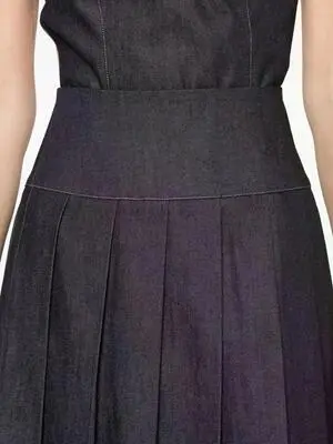 ALFIE Plissé-effect Denim Midi Skirt