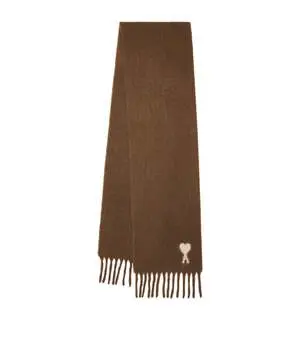 Ami Alpaca-blend Fringe Scarf - Brown