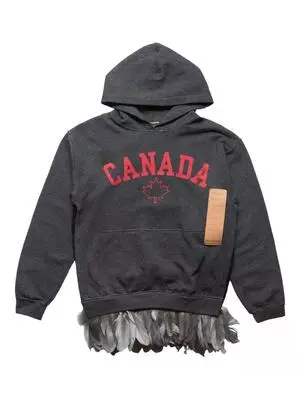 4SDESIGNS Feather Trim Hoodie - Grey
