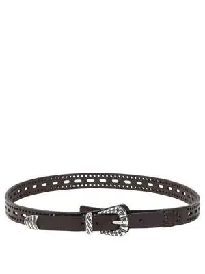 Etro Leather Belt With Perforated Detailing - Brown