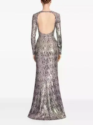 Elie Saab Sequin-embellished Open-back Maxi Dress - Grey