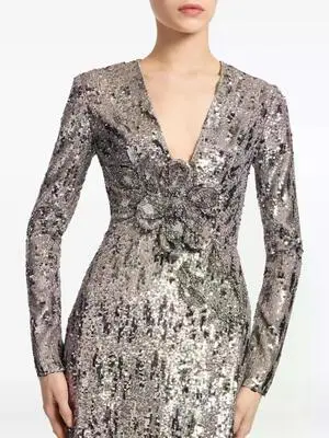 Elie Saab Sequin-embellished Open-back Maxi Dress - Grey