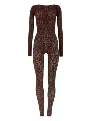 Wolford Python-pattern Long-sleeve Jumpsuit - Brown