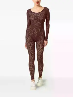 Wolford Python-pattern Long-sleeve Jumpsuit - Brown