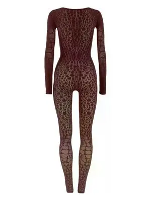 Wolford Python-pattern Long-sleeve Jumpsuit - Brown