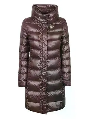 FAY High-neck Quilted Coat - Brown