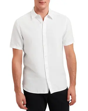 Ted Baker London Short Sleeve Regular Fit Linen Blend Shirt - White
