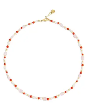 ANABEL ARAM Milos Beaded Collar Necklace - Red