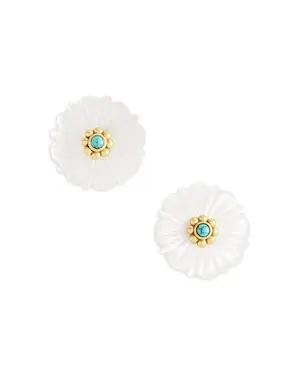 ANABEL ARAM Milos Carved Stone Flower Stud Earrings - White
