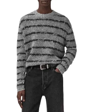 ALLSAINTS Dissolved Striped Crewneck Sweater - Grey/black
