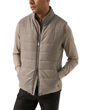 Eton Relaxed Fit Wool Padded Vest - Light Beige