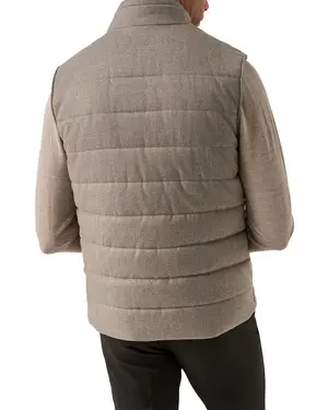 Eton Relaxed Fit Wool Padded Vest - Light Beige