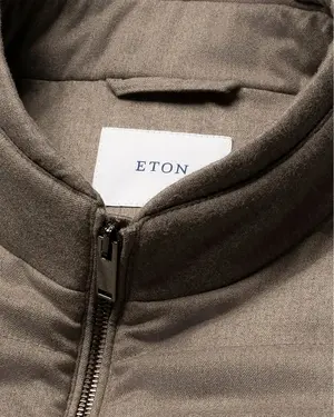 Eton Relaxed Fit Wool Padded Vest - Light Beige