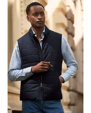 Eton Relaxed Fit Wool Padded Vest Navy