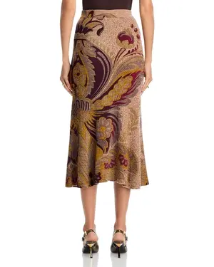 Etro Wool Paisley Trumpet Skirt - Multicol Green Base