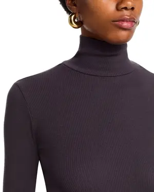 PERFECTWHITETEE Luxe Rib Turtleneck Tee - Cocoa